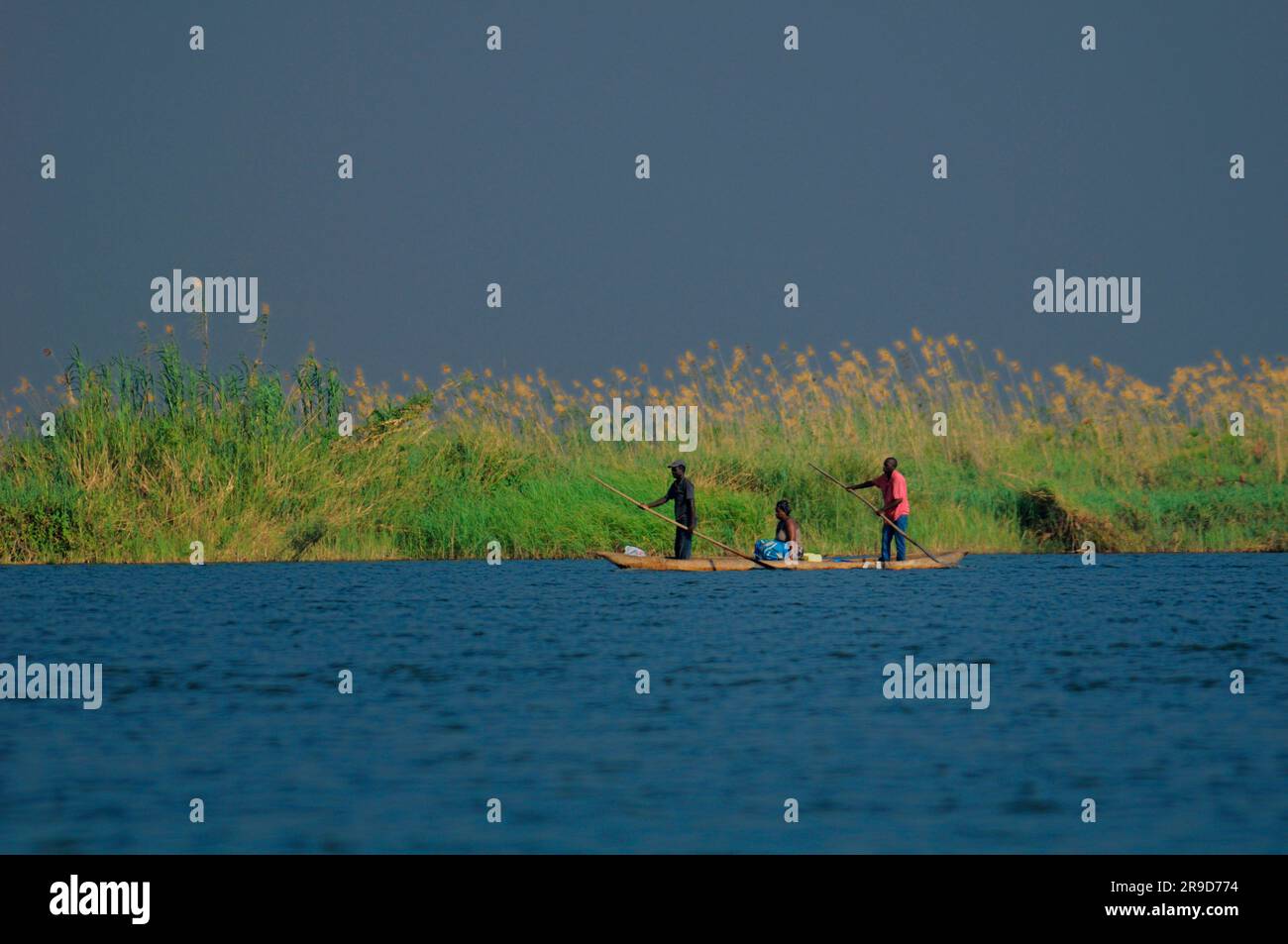 Local people on Boat, Zambezi River, near Kasane, Caprivi, Namibia ...