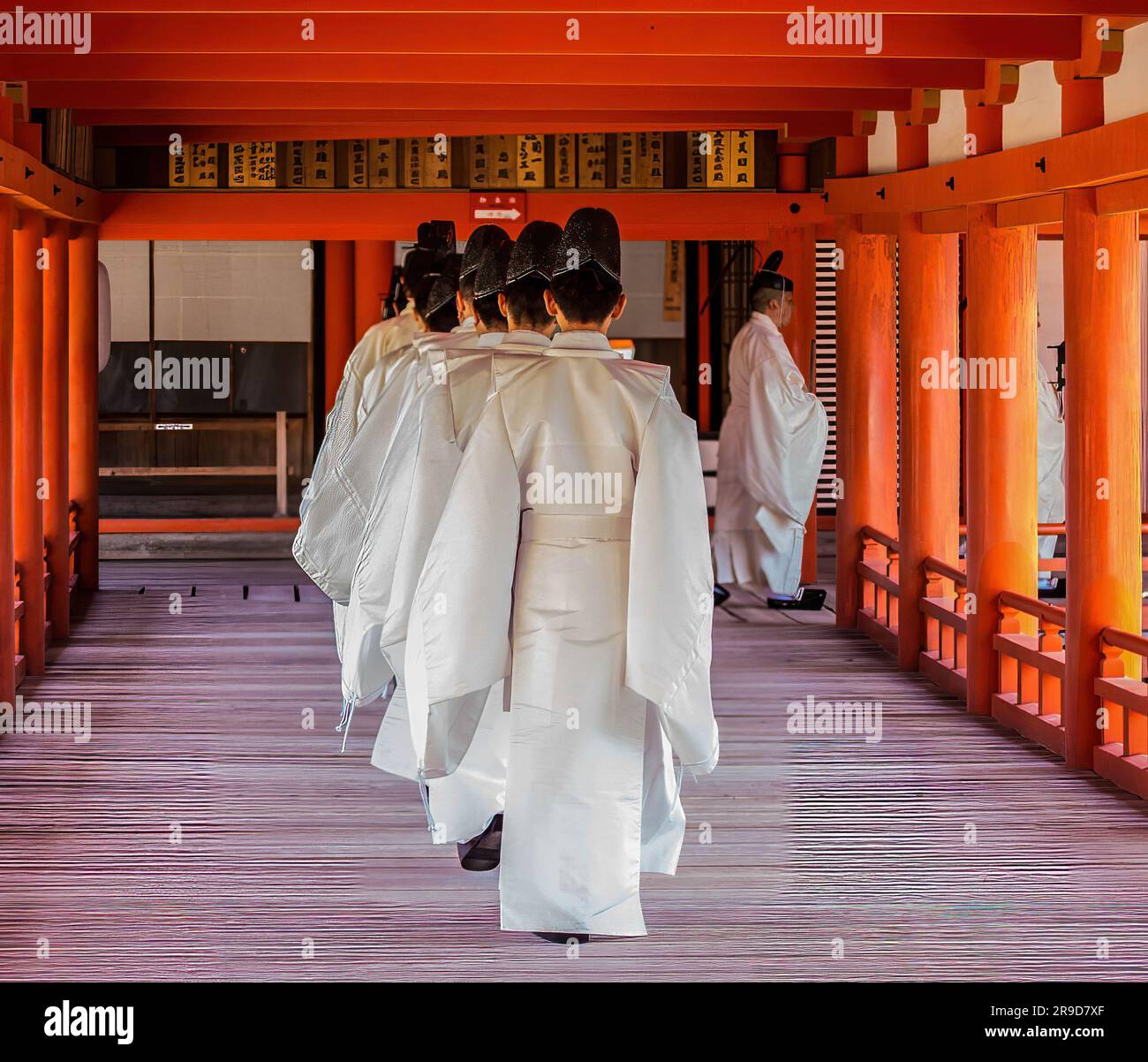 Morning ritual at the Itsukushima shrine Stock Photo - Alamy