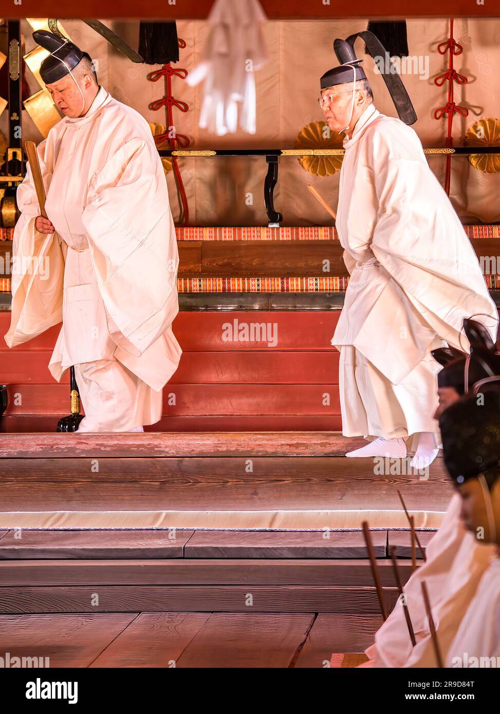 Morning ritual at the Itsukushima shrine Stock Photo - Alamy