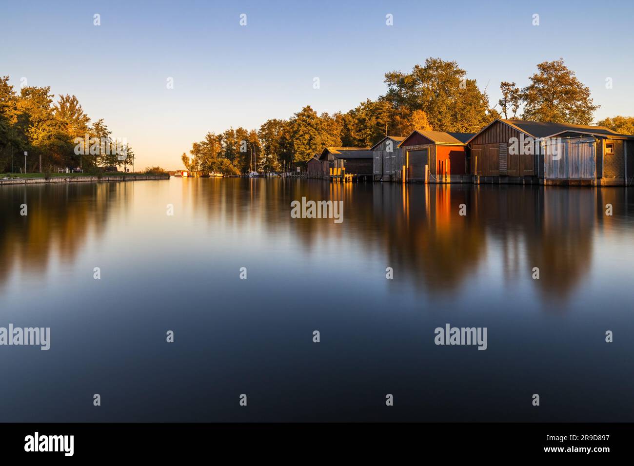 The Boat huts in Plau on the Mecklenburg Lake District in Germany at ...