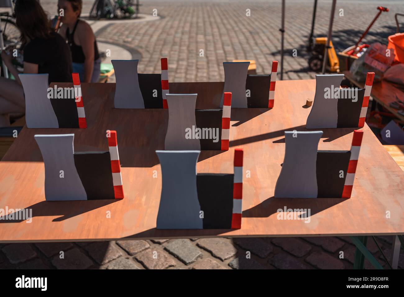 Landau, Germany. 25th June, 2023. Close-up of wooden nuclear power ...