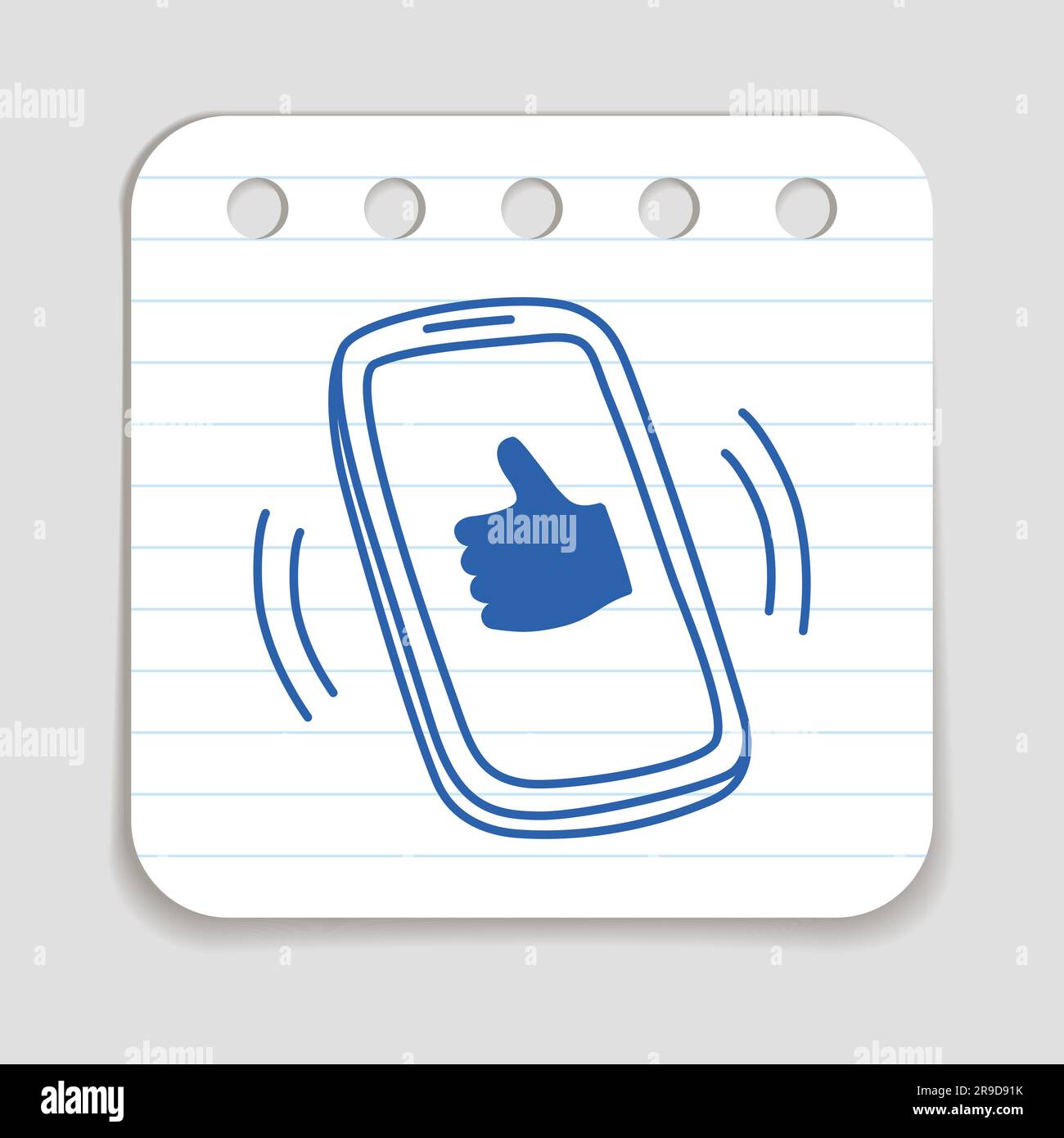 Doodle Mobile phone icon in line art on paper piece Stock Vector Image ...