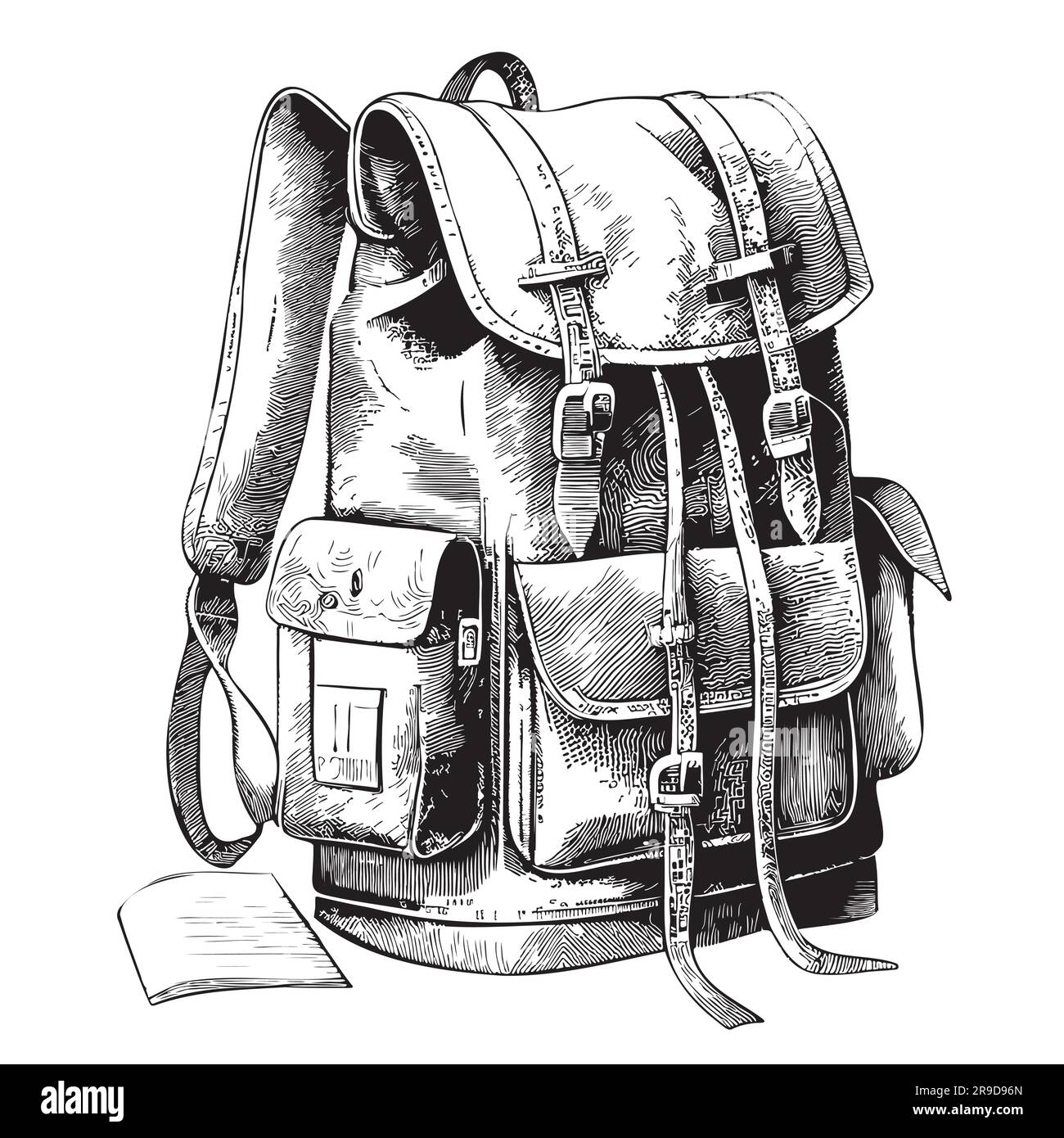 Vintage backpack sketch hand drawn in doodle style illustration Stock ...