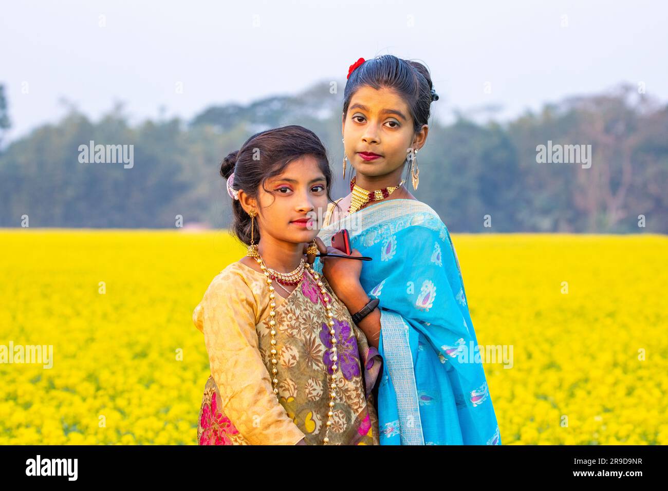 Bangladeshi rural adolescent girls inside a mustard field at Singair in ...