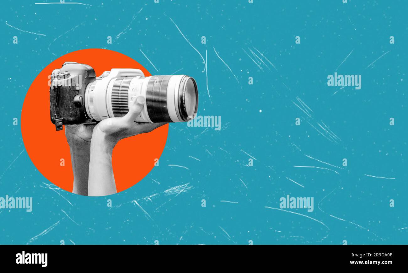 Art collage, Modern art collage with an image of a man's hand holding a ...