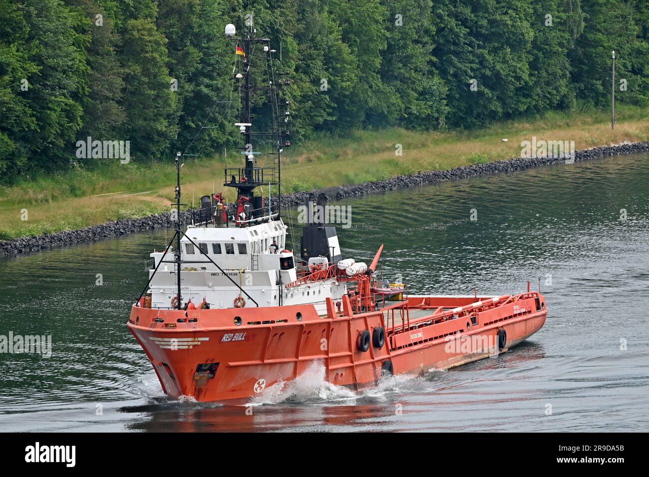 Offhore Tug / Supply Ship RED BULL passing the Kiel Canal Stock Photo ...