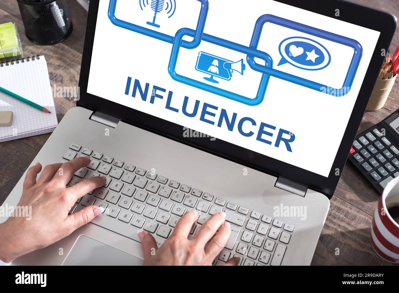 Influencer concept shown on a laptop screen Stock Photo - Alamy