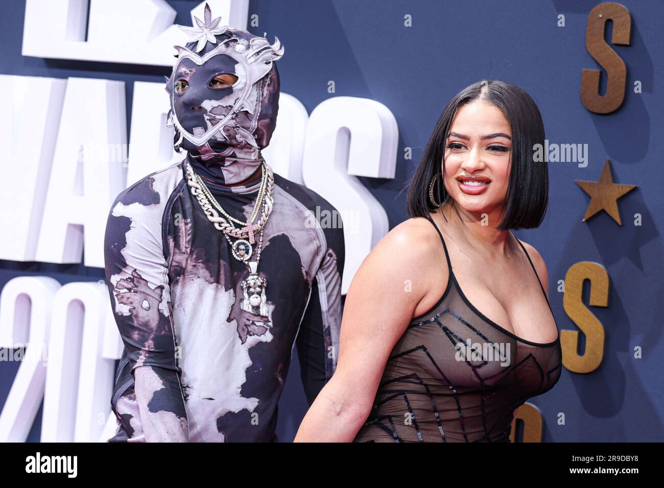 LOS ANGELES, CALIFORNIA, USA - JUNE 25: Rich the Kid and Tori Brixx arrive at the BET Awards ...
