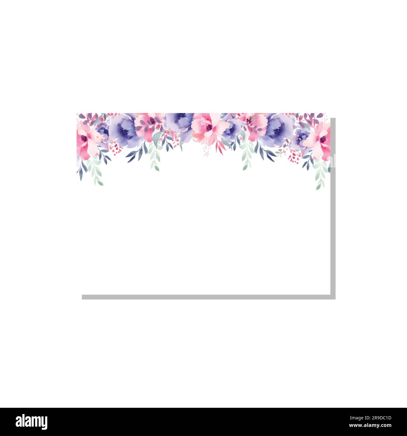 Watercolor pink and blue flowers border Stock Vector Image & Art - Alamy