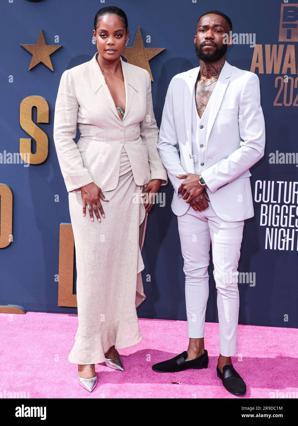 LOS ANGELES, CALIFORNIA, USA - JUNE 25: Novi Brown and Malcolm Cook arrive at the BET Awards ...