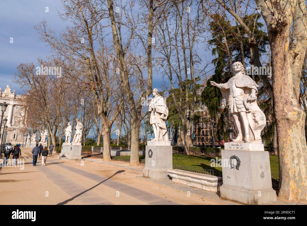 Madrid, Spain - FEB 16, 2022: Statues of Spanish royal personalities at ...