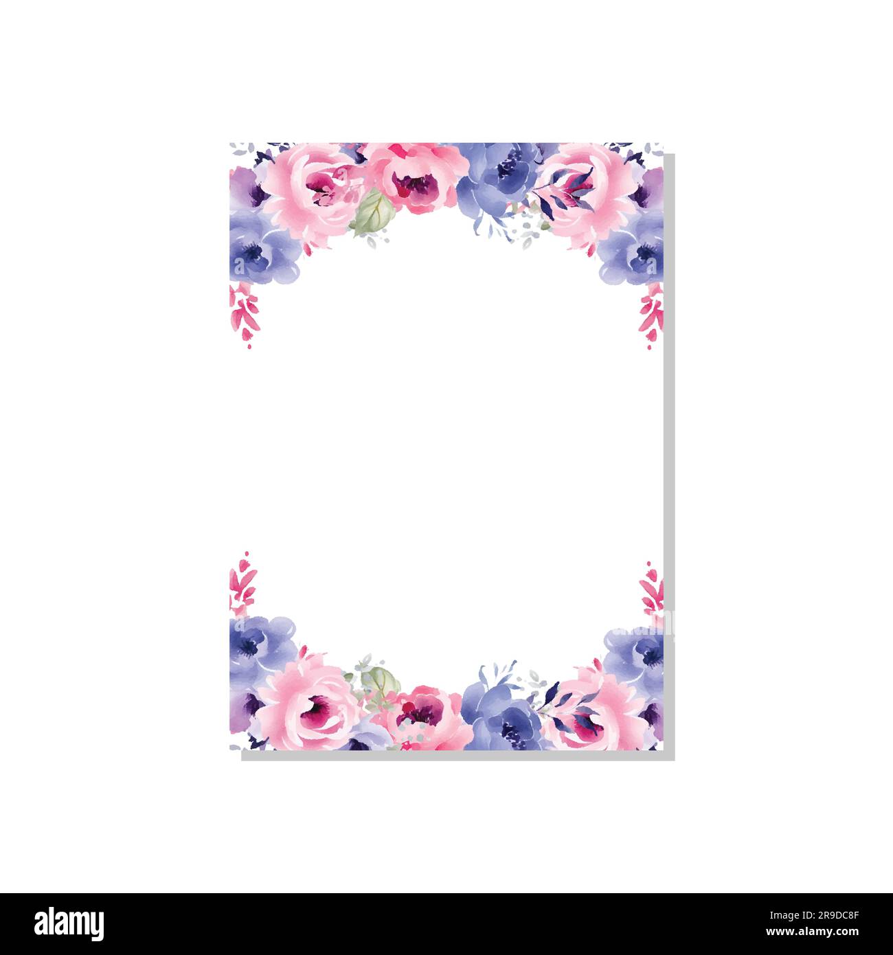 Watercolor pink and blue flowers border Stock Vector Image & Art - Alamy