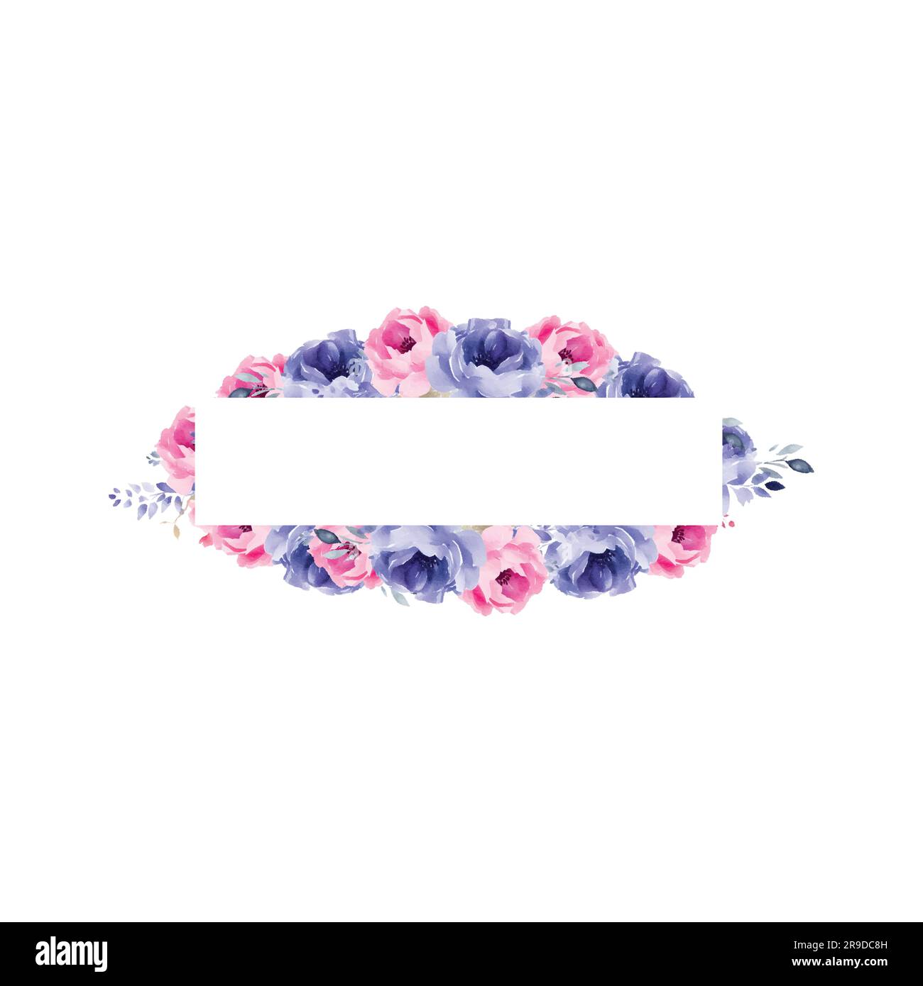 Watercolor flower border hi-res stock photography and images - Alamy