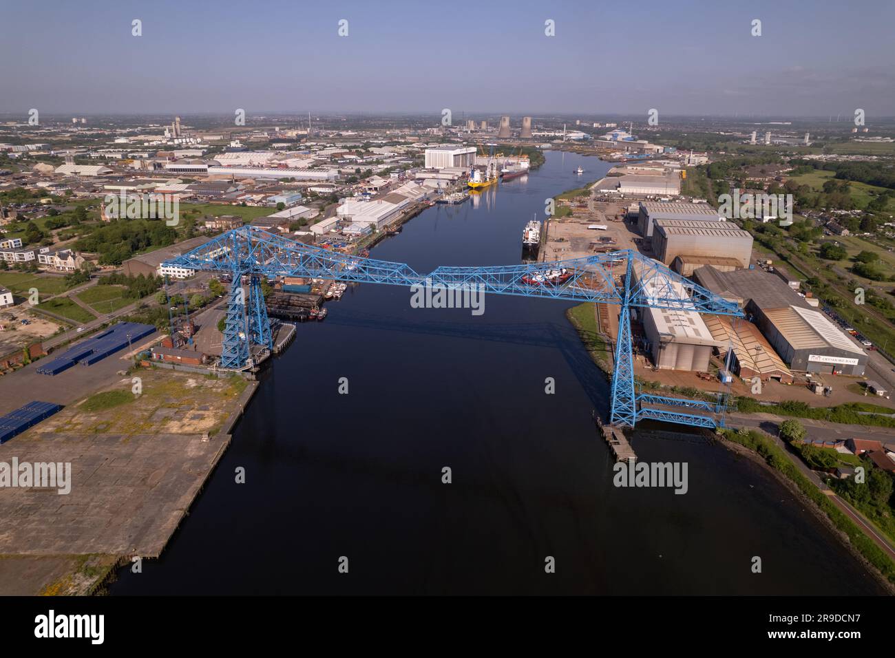 Stunning aerial shot of the Middlesbrough Trransporter Bridge with the ...