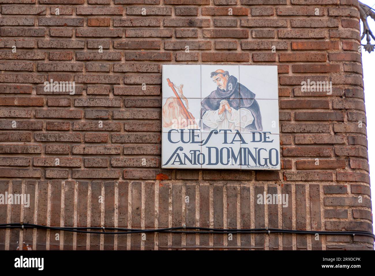 Madrid, Spain - February 16, 2022: Ceramic tile street name sign boards ...