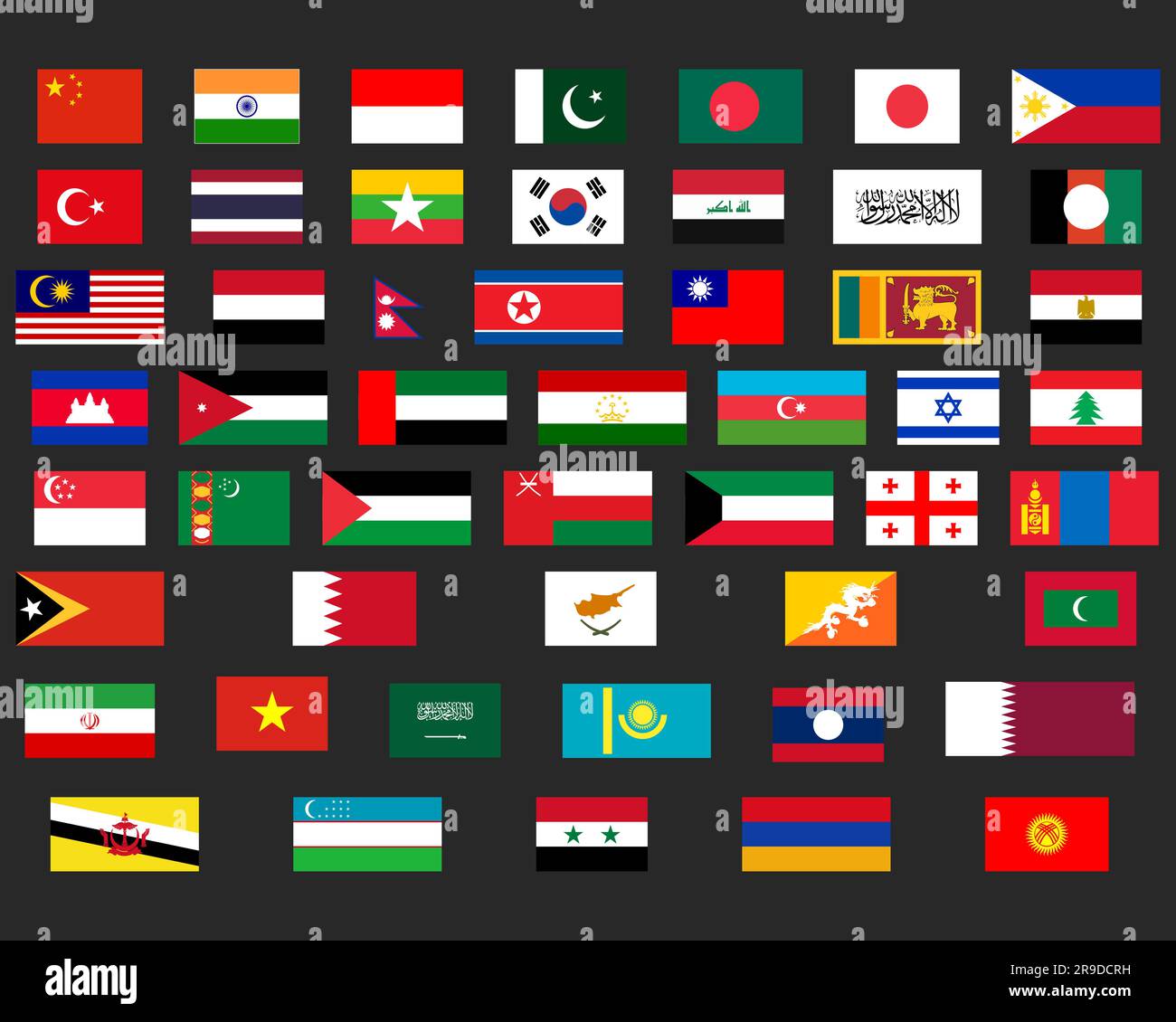 Flags Of Asian Countries Asia Vintage Flag Asian Globe Hi Res Stock