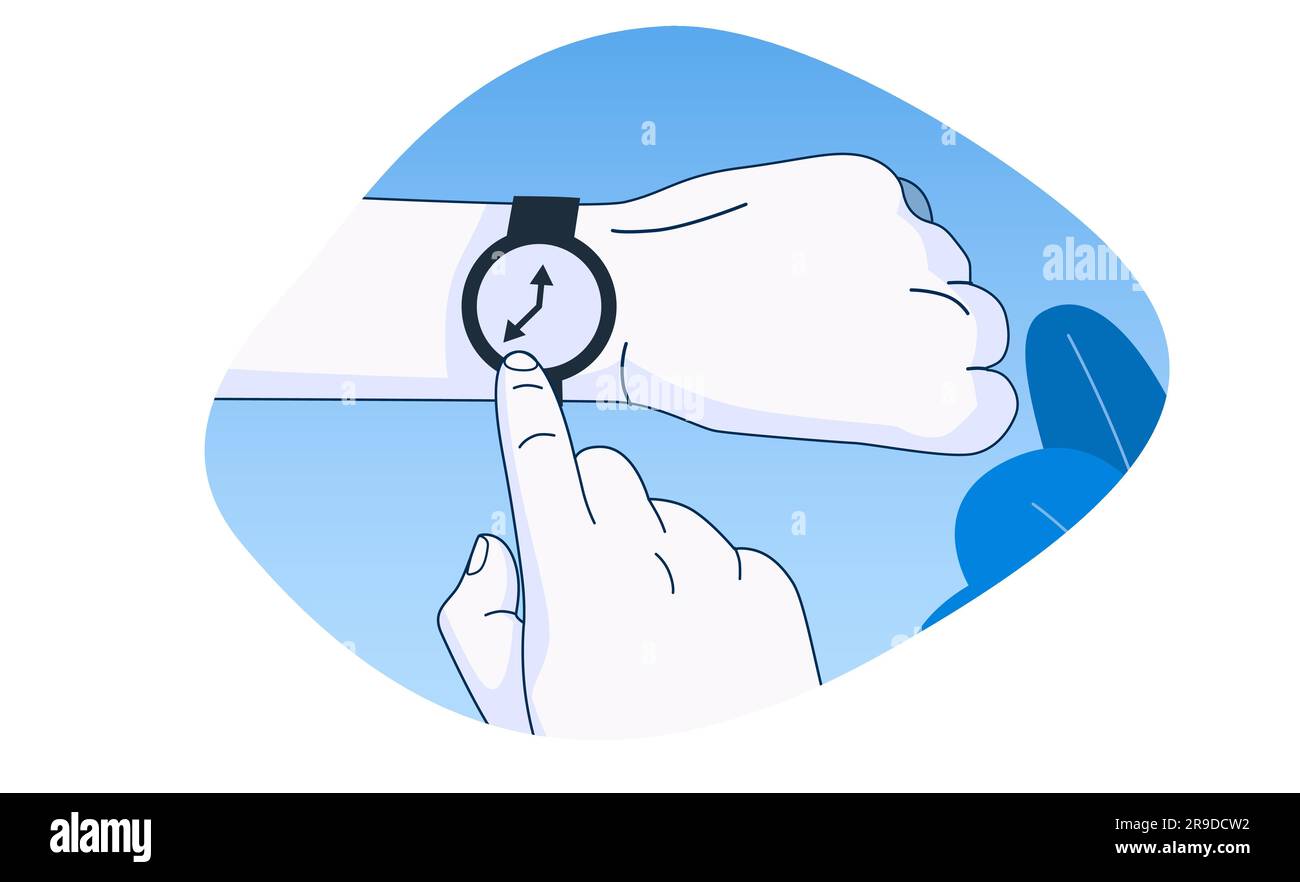 Hands with control the time with watch. Vector illustration Stock ...