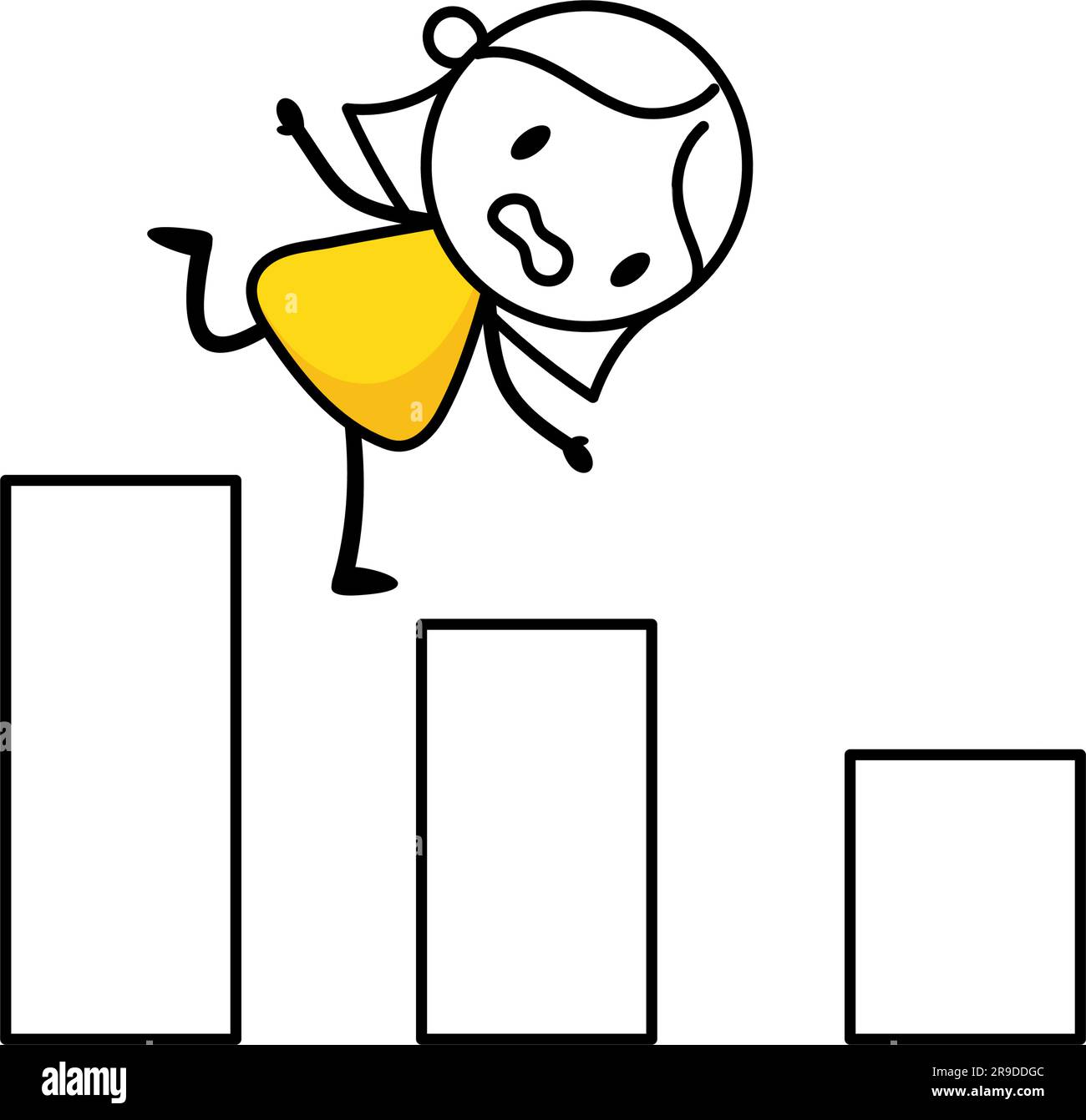 Failed woman falling down from chart. Business failure, economic ...