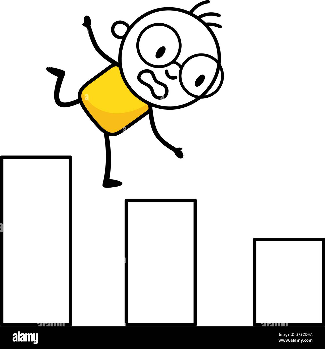 Failed man falling down from chart. Business failure, economic ...