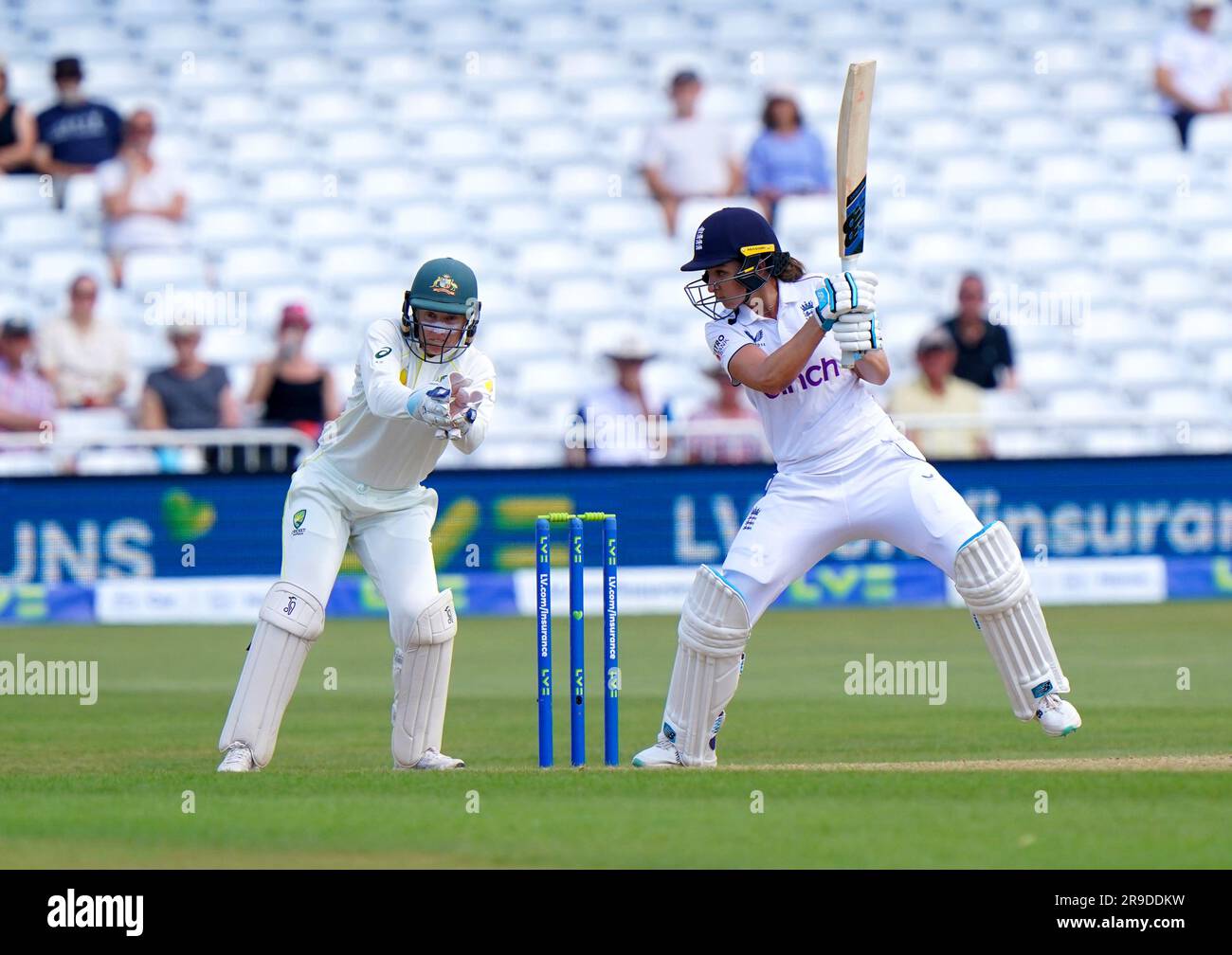 England's Kate Cross bats during day five of the first Women's Ashes ...