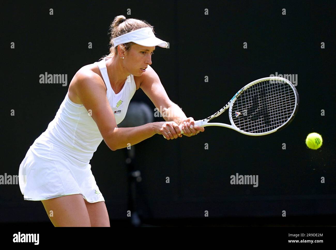 Elise Mertens in action during her Women's singles match against ...