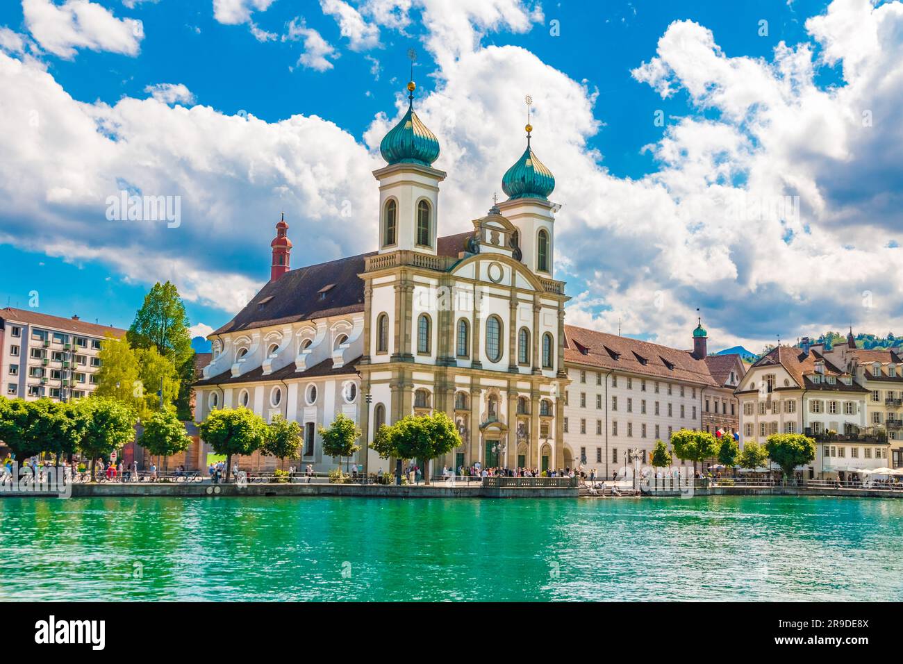 Beautiful view of the Lucerne Jesuit Church St. Francis Xavier at the ...