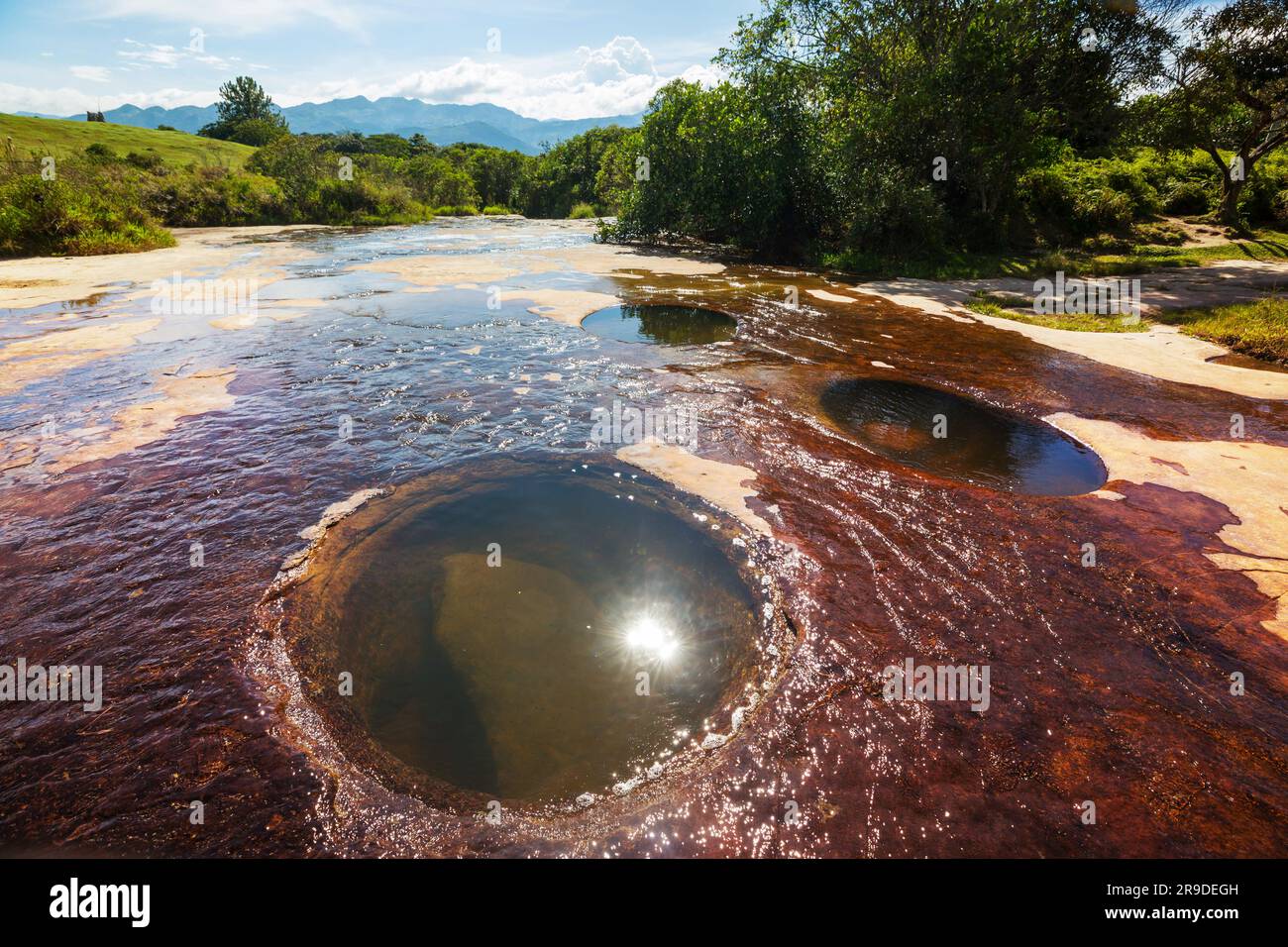 Natural pools of Quebrada las Gachas in Guadalupe, Colombia, South ...