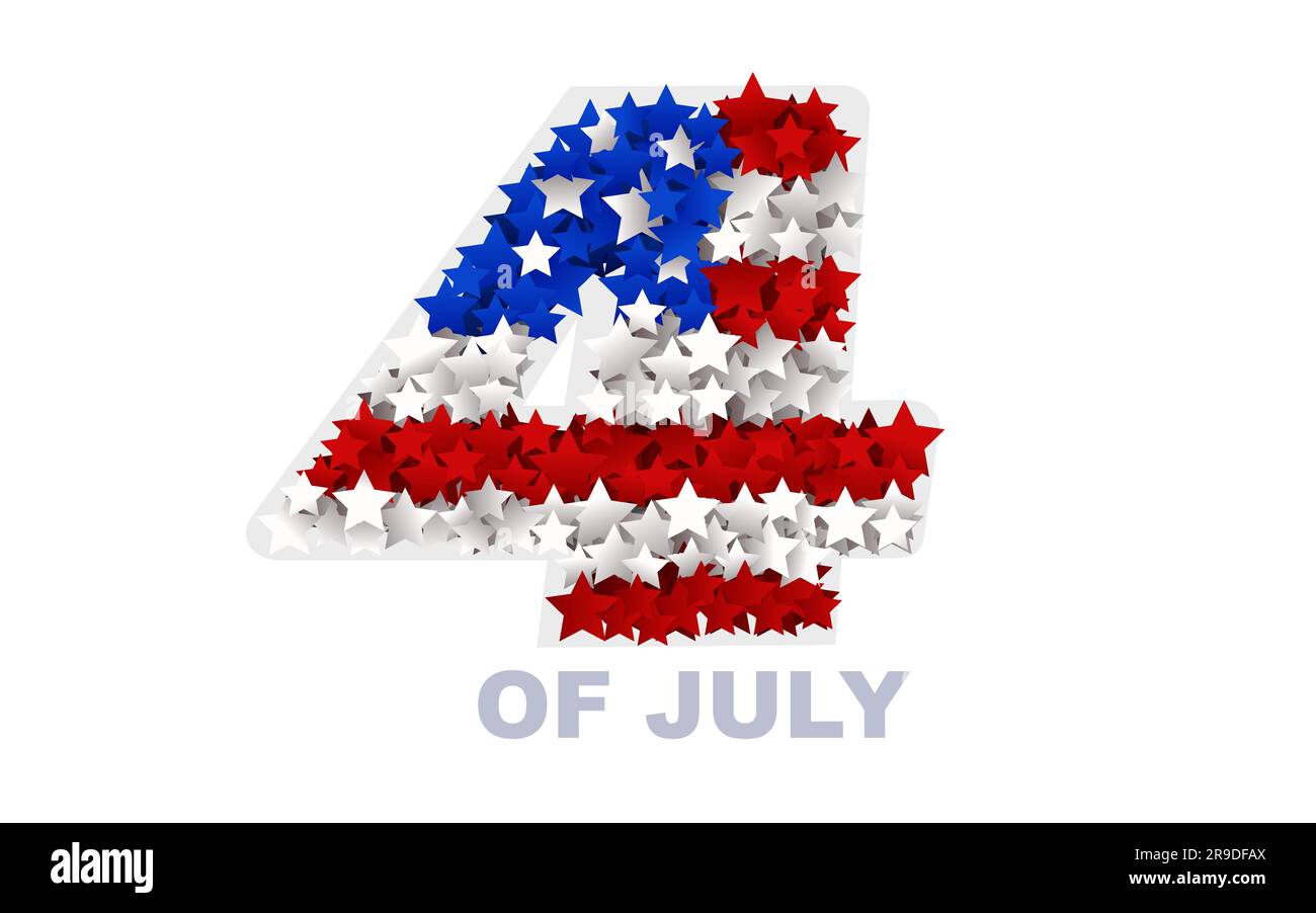 4 July. Number 4 made from stars. Independence day. Vector illustration ...