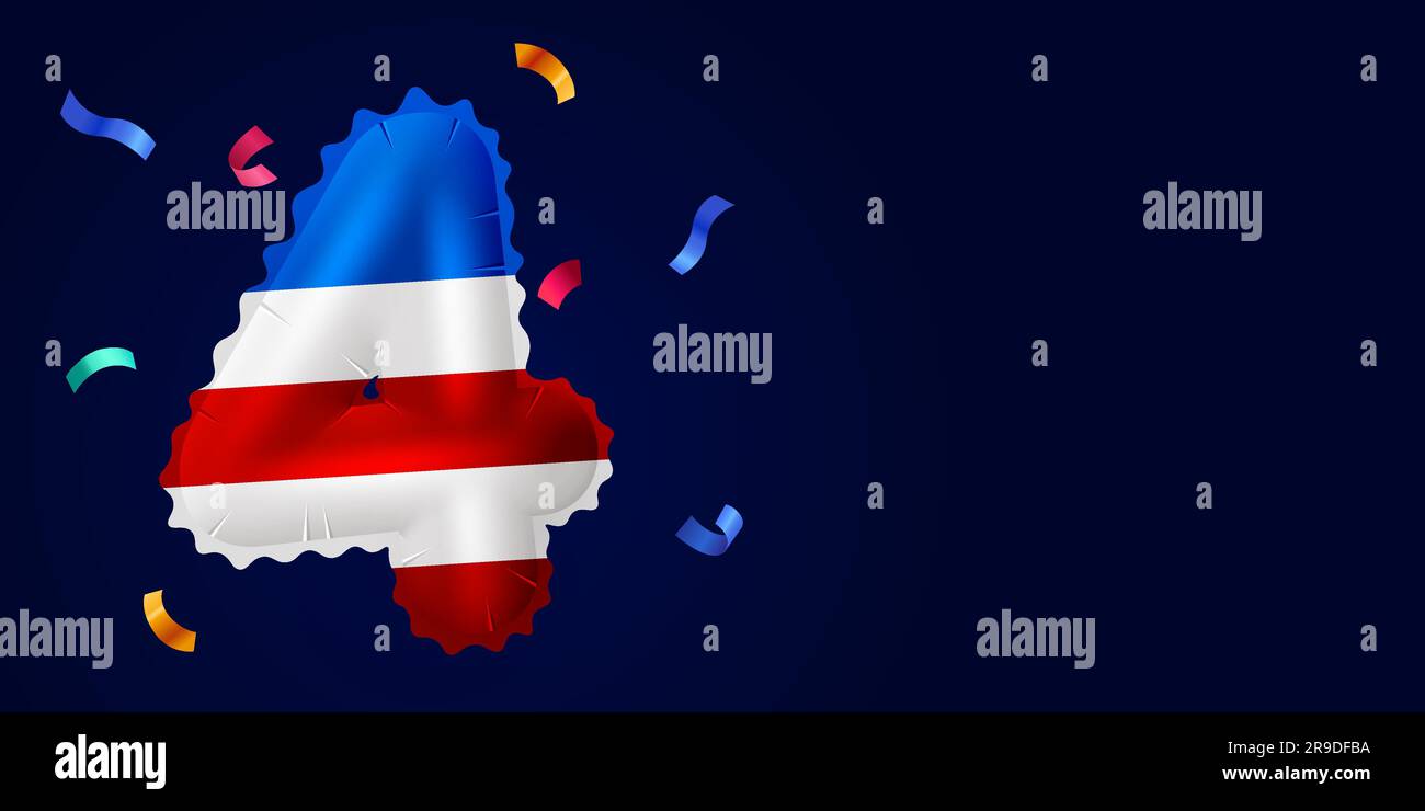 4 July. Number 4 made from balloon. Independence day. Vector ...