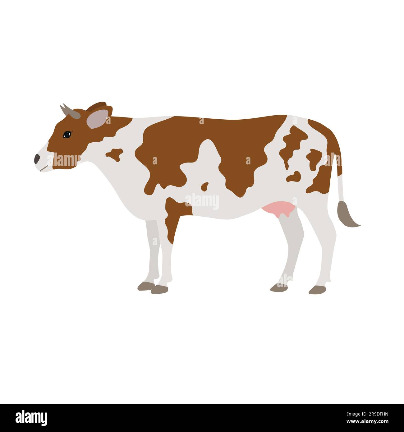 Vector hand drawn flat cow isolated on white background Stock Vector ...