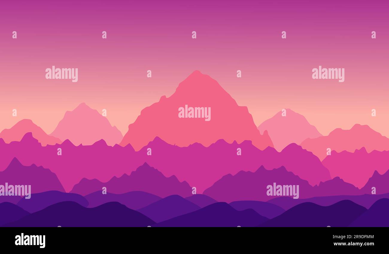 Mountain sunrise. Vector New Mexico landscape. Beautiful mountain ...