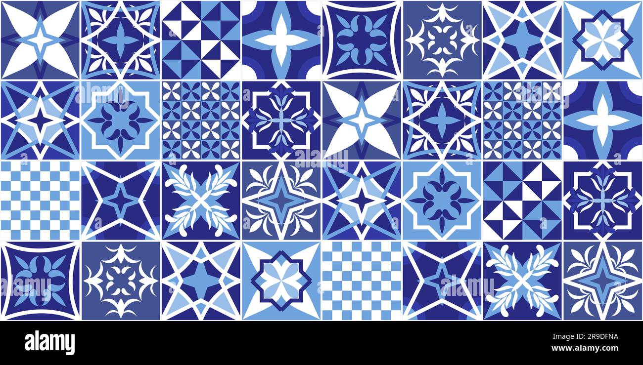 Netherlands tiles. Delft style Dutch design. Blue floor tile background ...