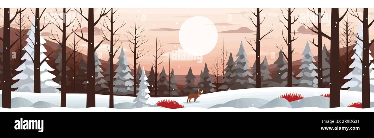 Winter forest wide background vector Stock Vector Image & Art - Alamy