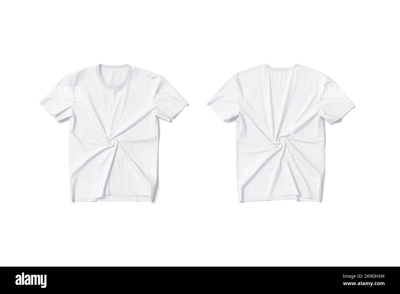 Blank white twisted t-shirt mockup flat lay, front and back, 3d ...