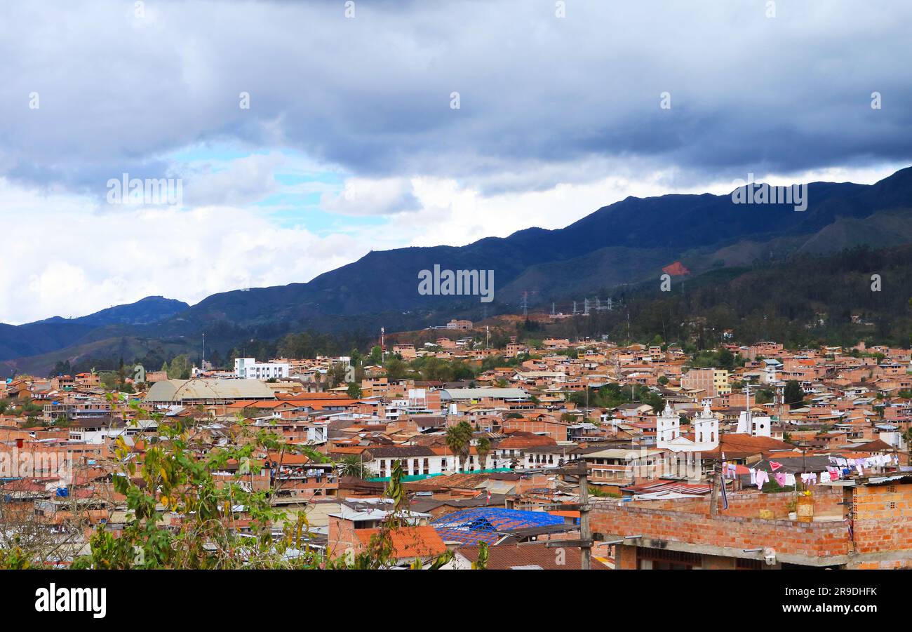 Stunning Townscape of Chachapoyas with Gray Rainy Clouds, Seen from ...