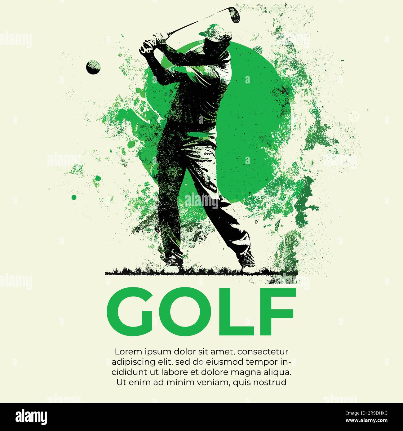 Abstract silhouette of a golf player on white background. Making in ...