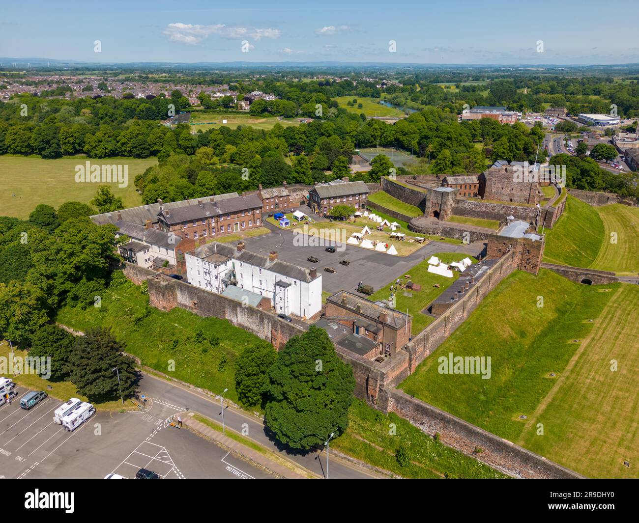 An aerial drone photo of the Carlisle castle. The castle is located ...