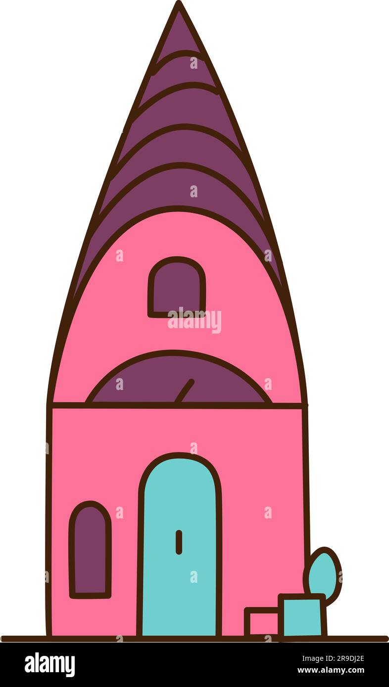 Pink house icon. Comfortable and cozy house, real estate. Urban or ...