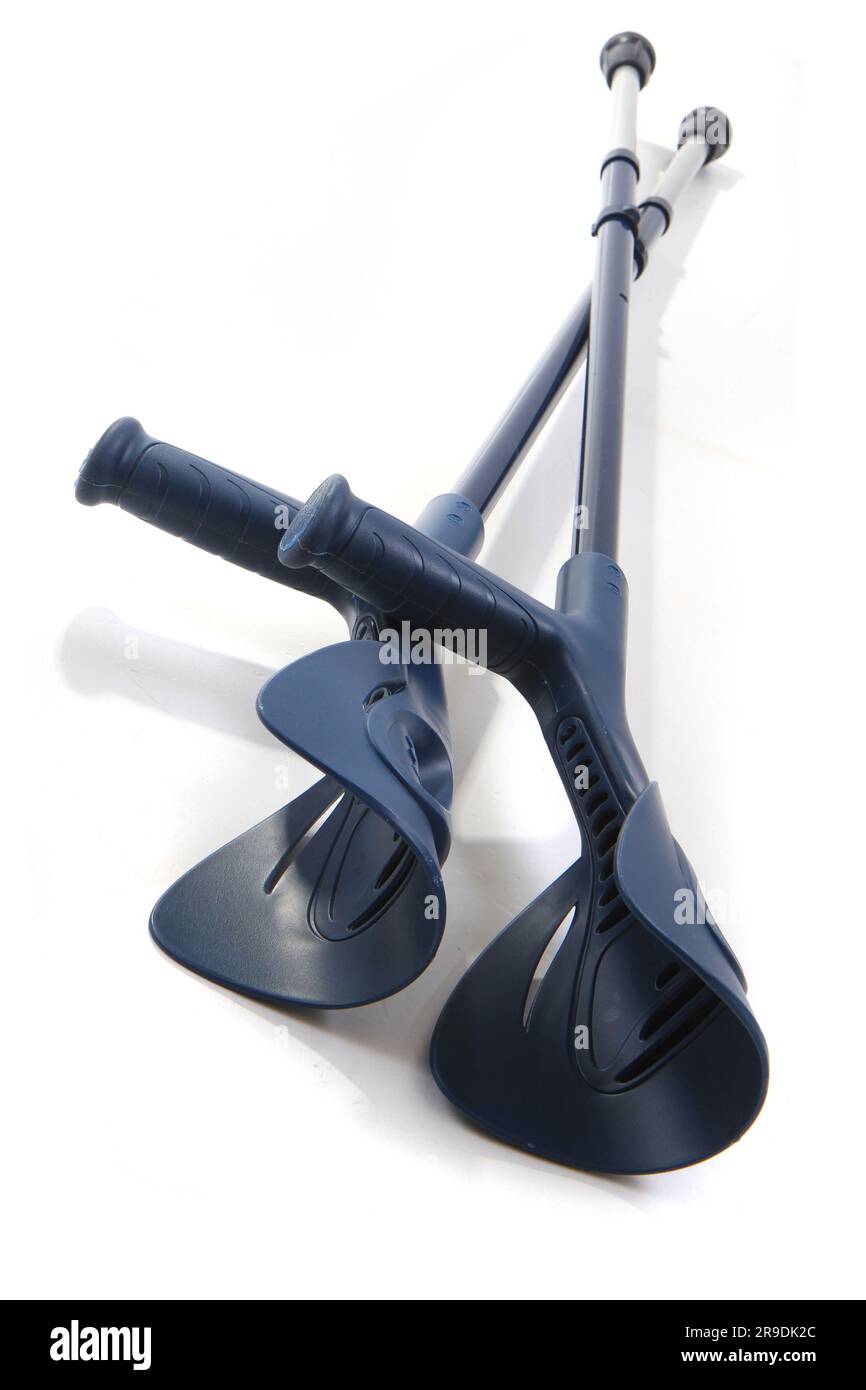 two crutches isolated on the white background Stock Photo - Alamy