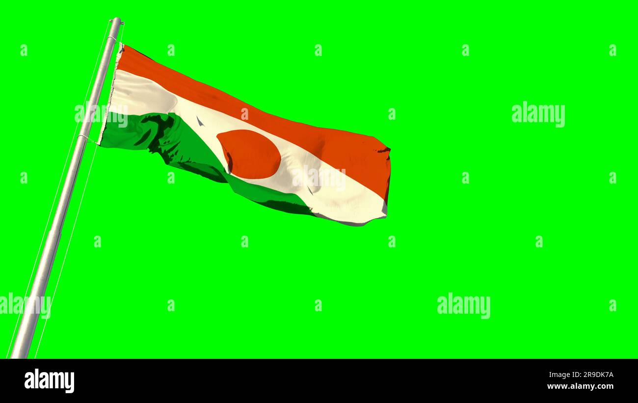 Waving glorious flag of Niger on green screen, isolated - object 3D ...