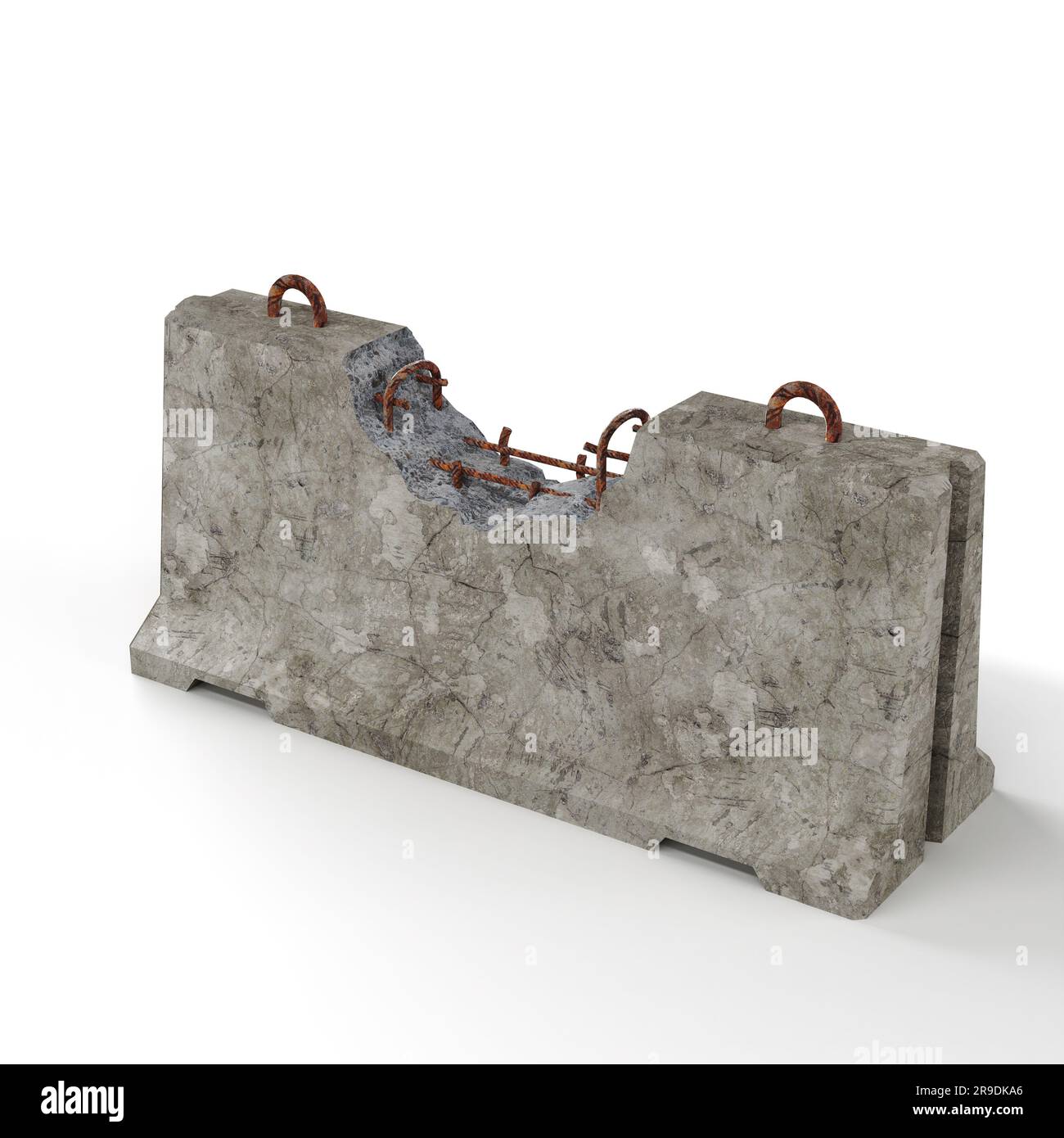A 3D rendering of a concrete stone wall barrier on a white background Stock Photo - Alamy