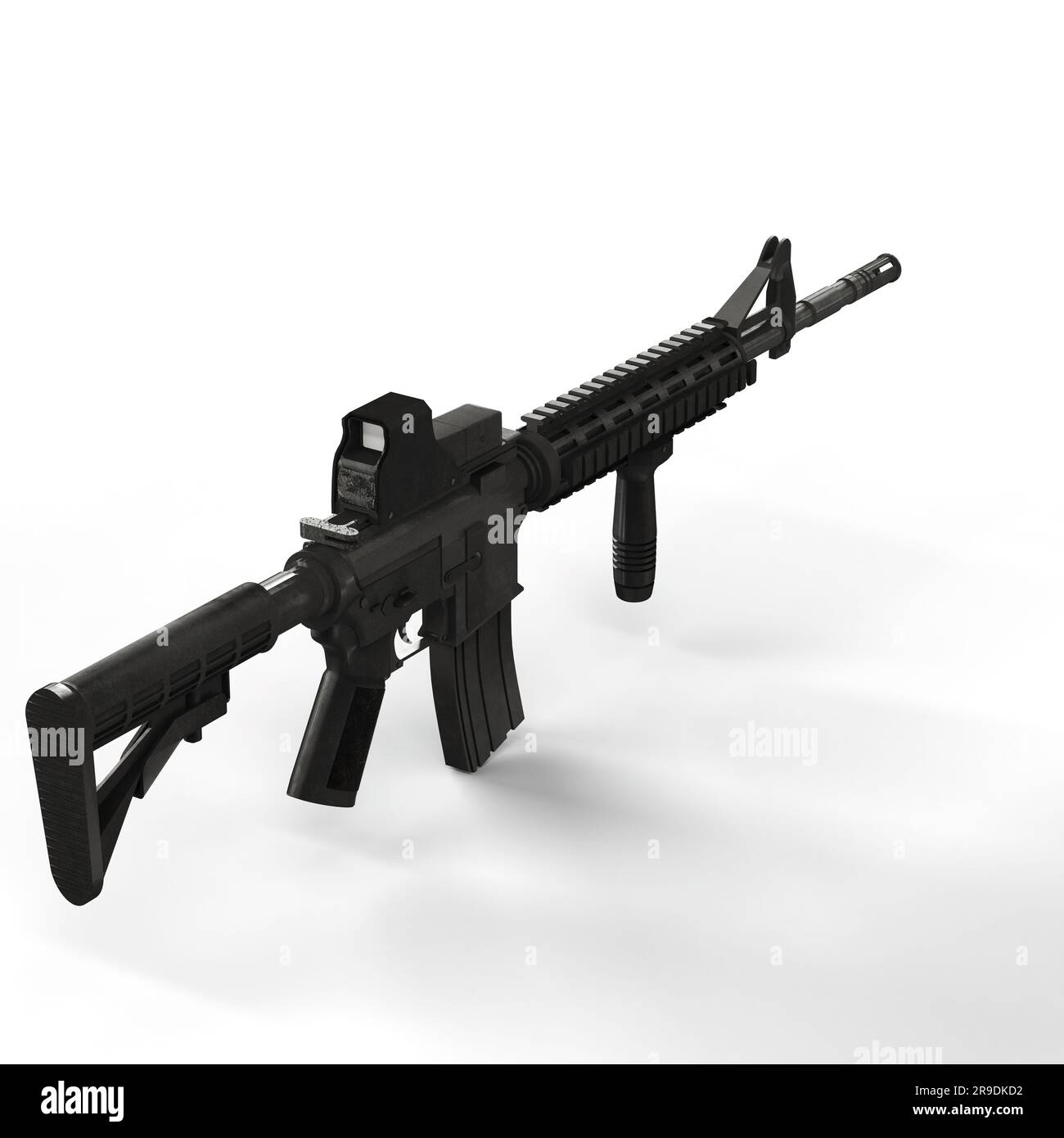 3D rendered image of a military-style gun rifle isolated on a white ...