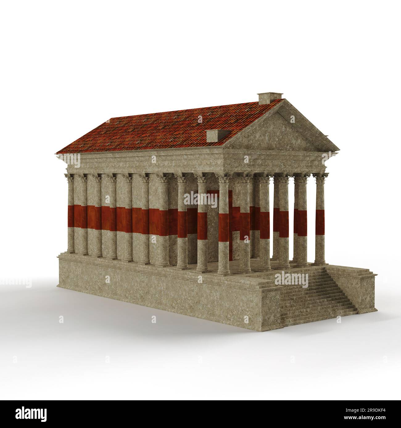 A 3D rendering of a detailed stone-constructed building with ornamental ...