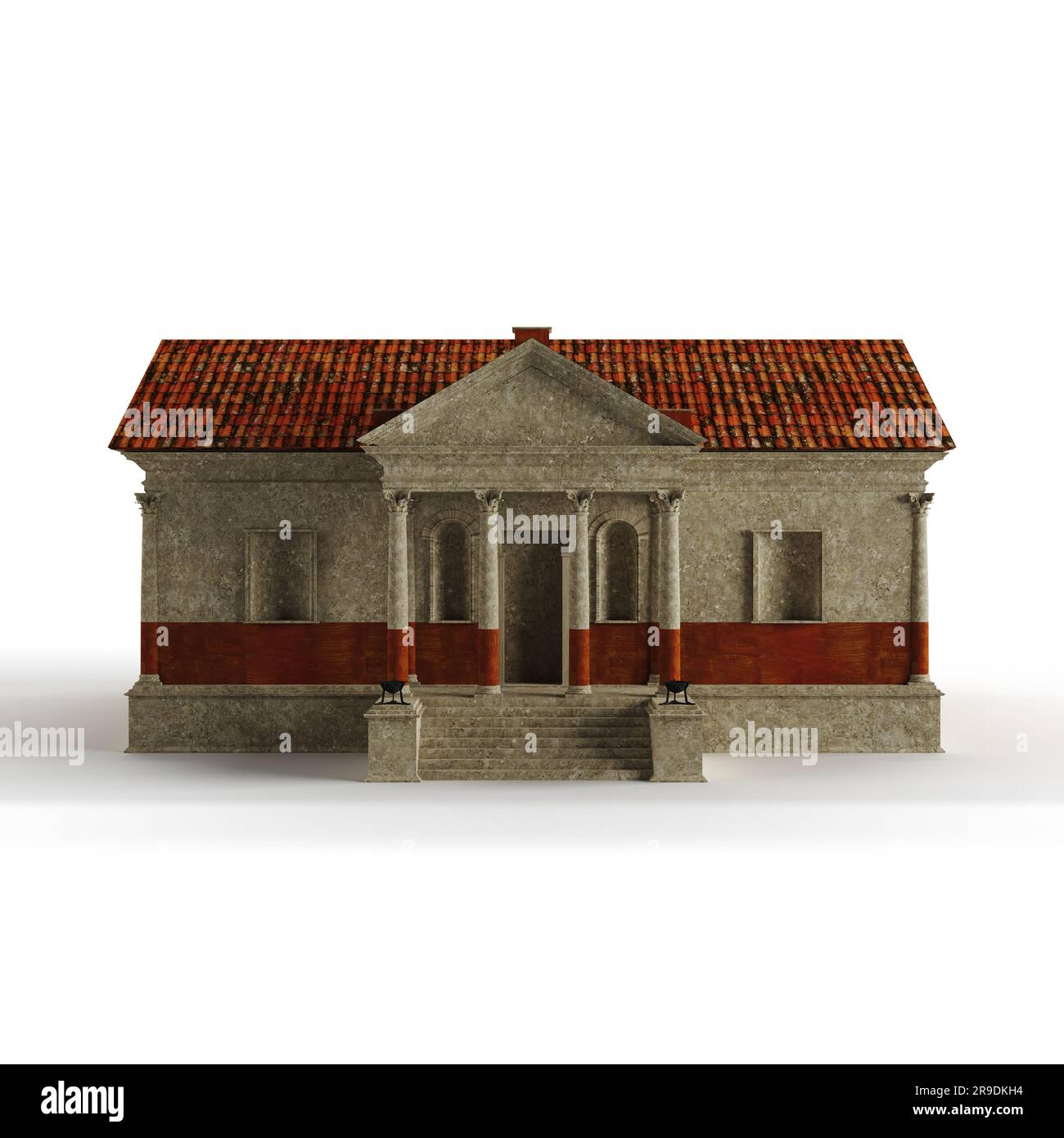 3D render of an ancient architectural structure featuring classic ...
