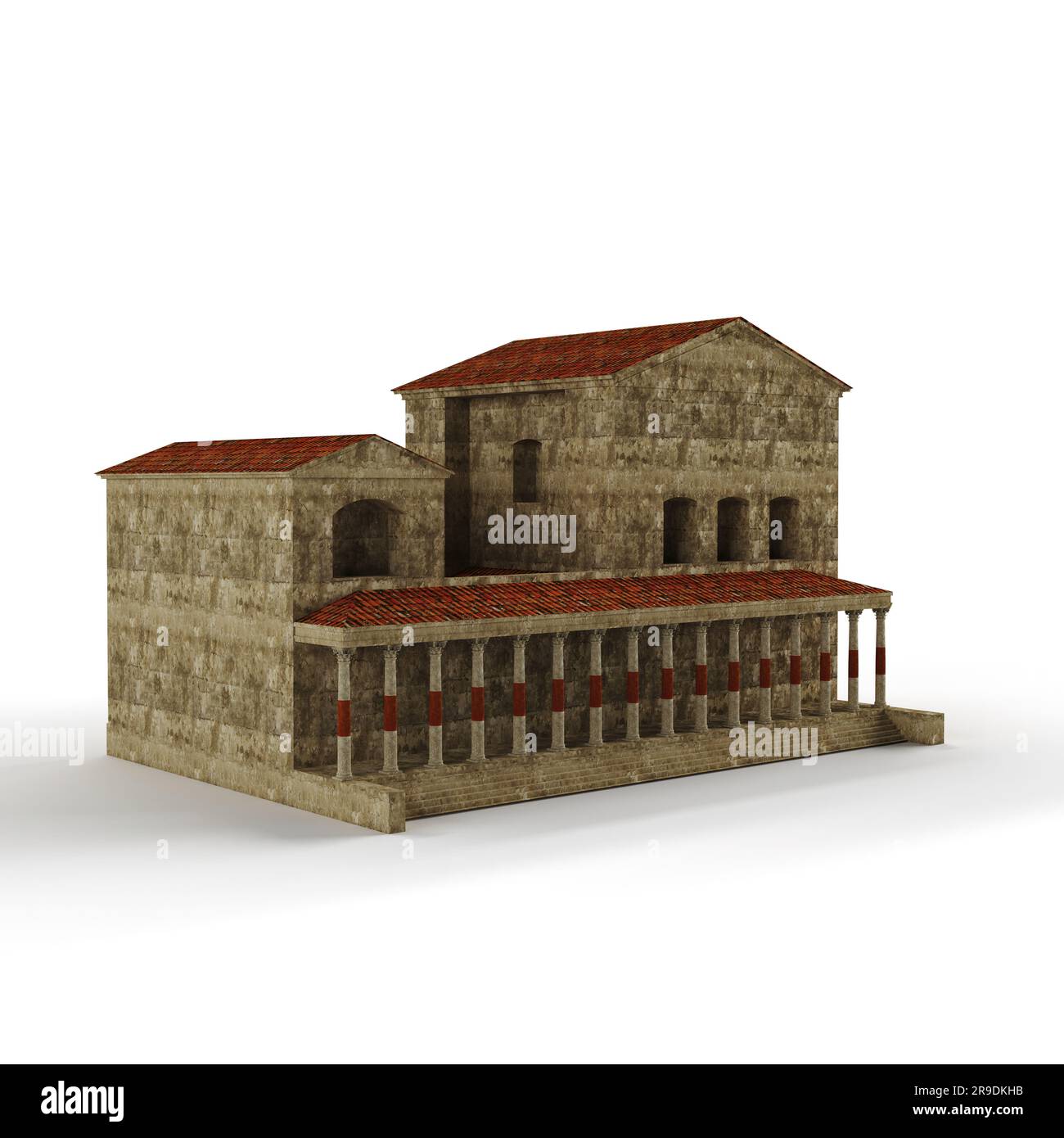 Isolated 3D render of an antique brick building featuring ornate ...