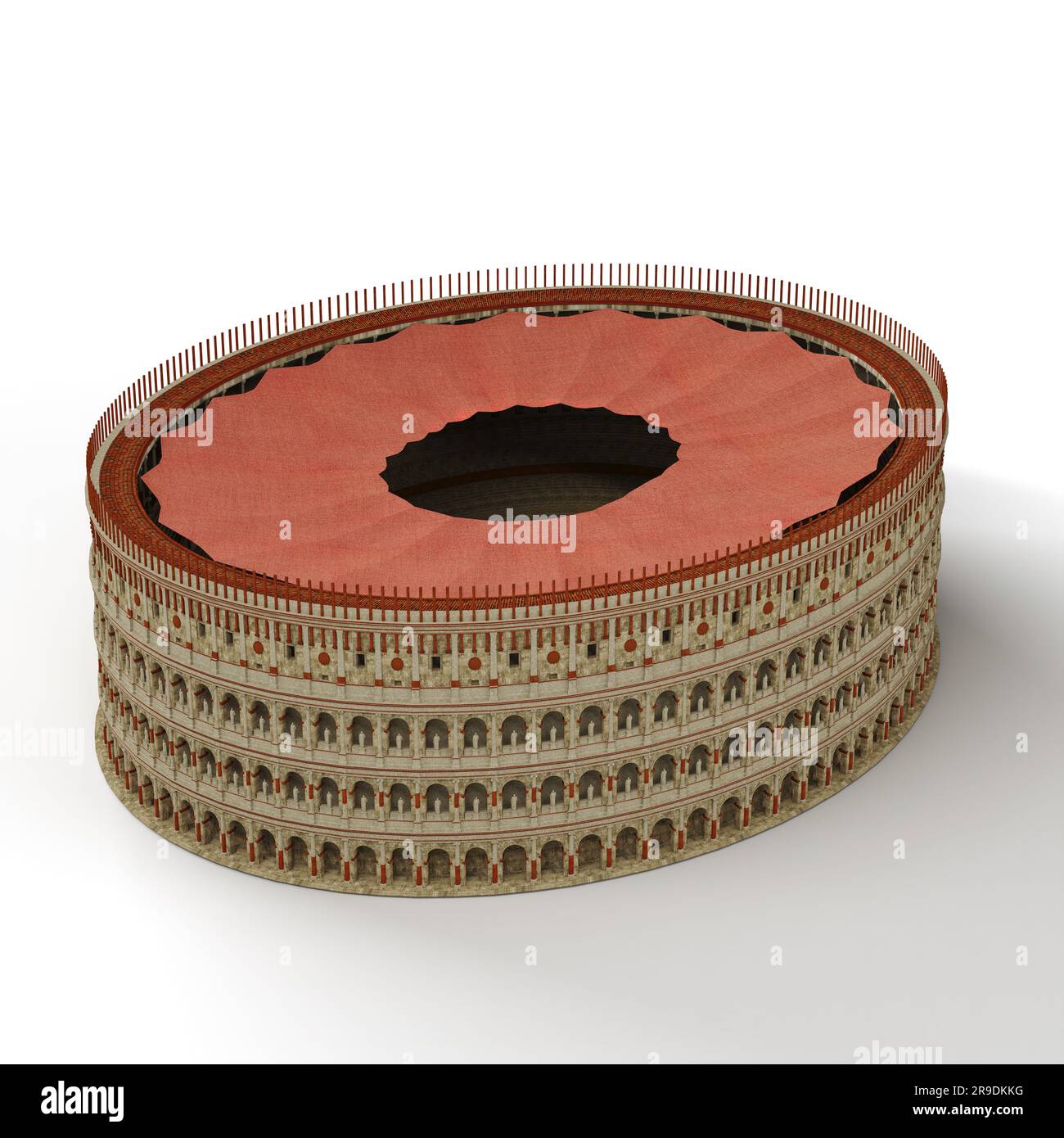 A 3D render of an isolated elliptical amphitheater on a pristine white ...