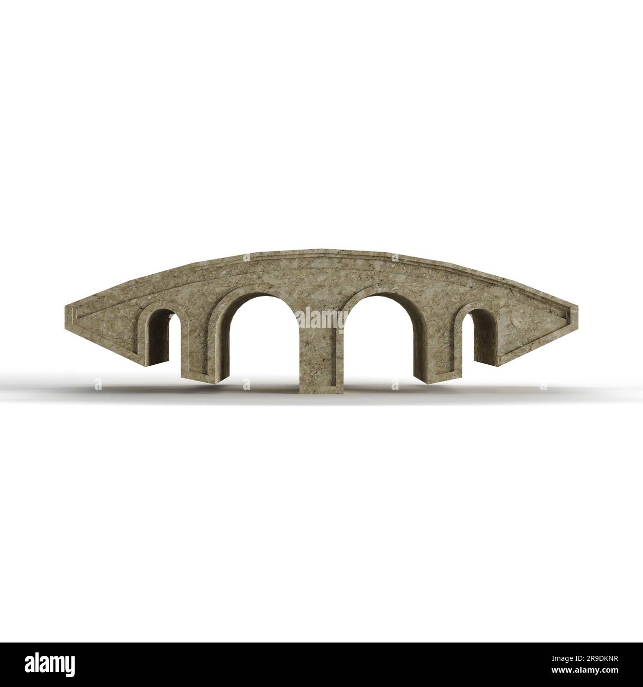 A 3D render of an ancient stone bridge with multiple arches on the ...