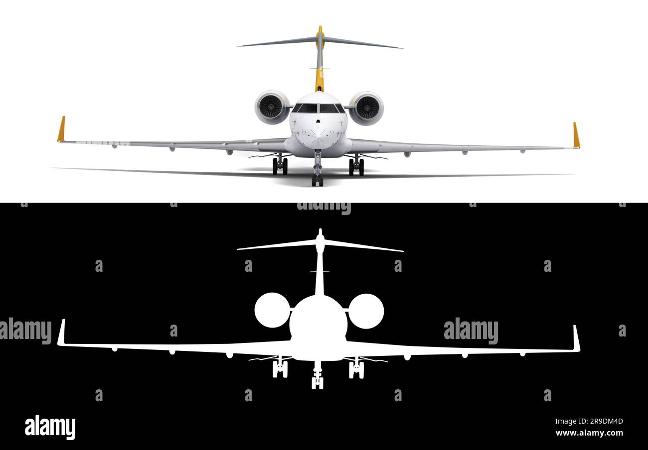 new passenger plane front side view travel concept 3d render on white ...