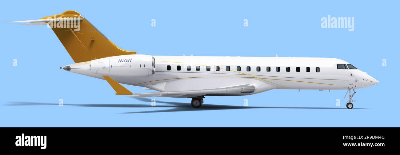 new passenger plane right side view travel concept 3d render on blue ...