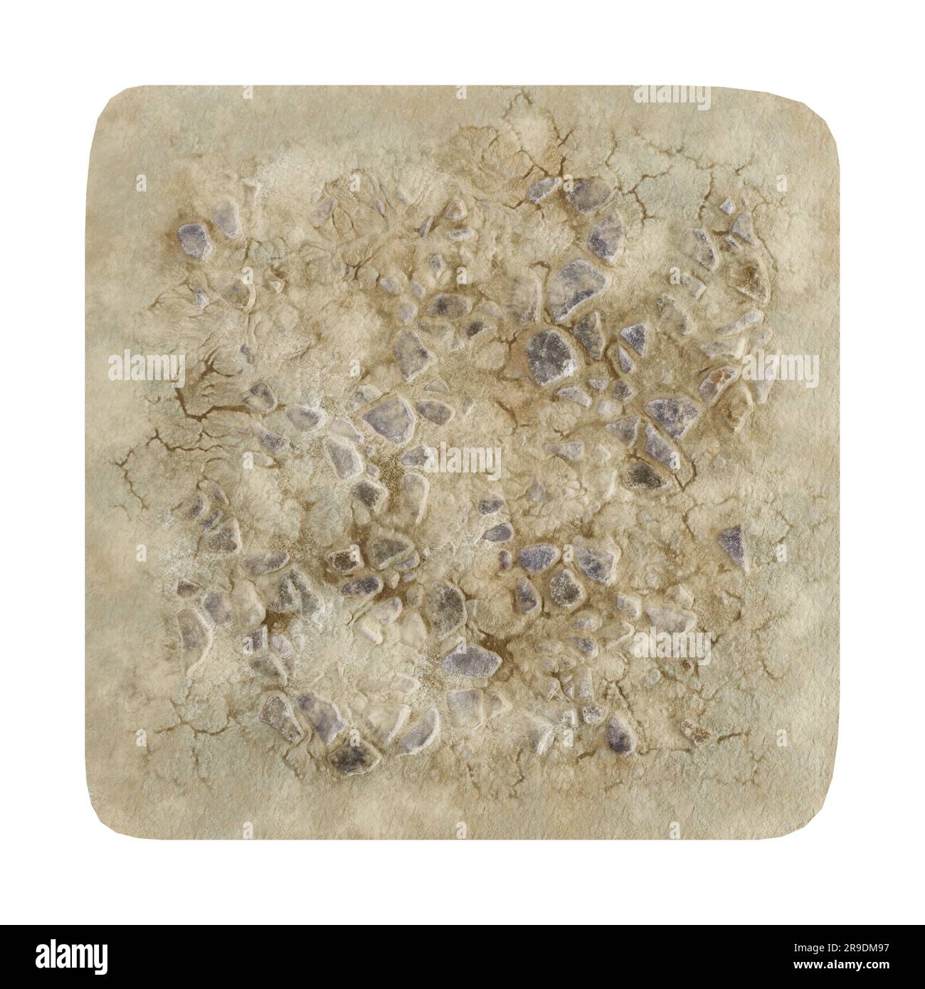 A 3D rendering of a natural stone tiling pattern on a white background ...